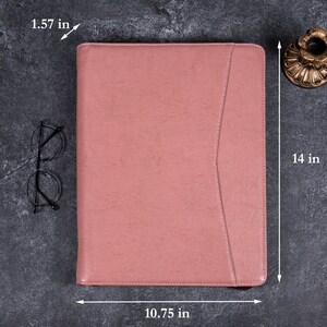 Embossed Pink Vegan Leather Portfolio for Her, Personalized Padfolio ...