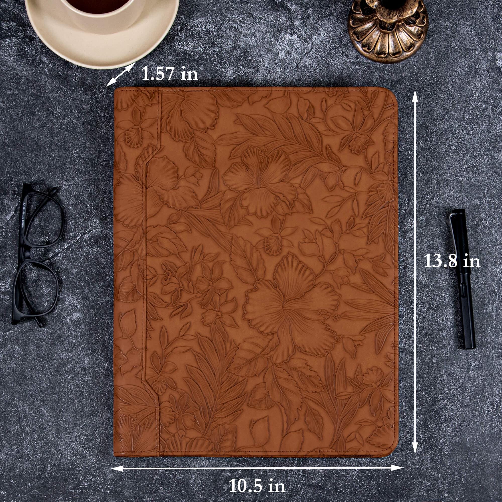 Luxury Embossed Pu Leather Portfolio for Women, A4 Flower Printing ...