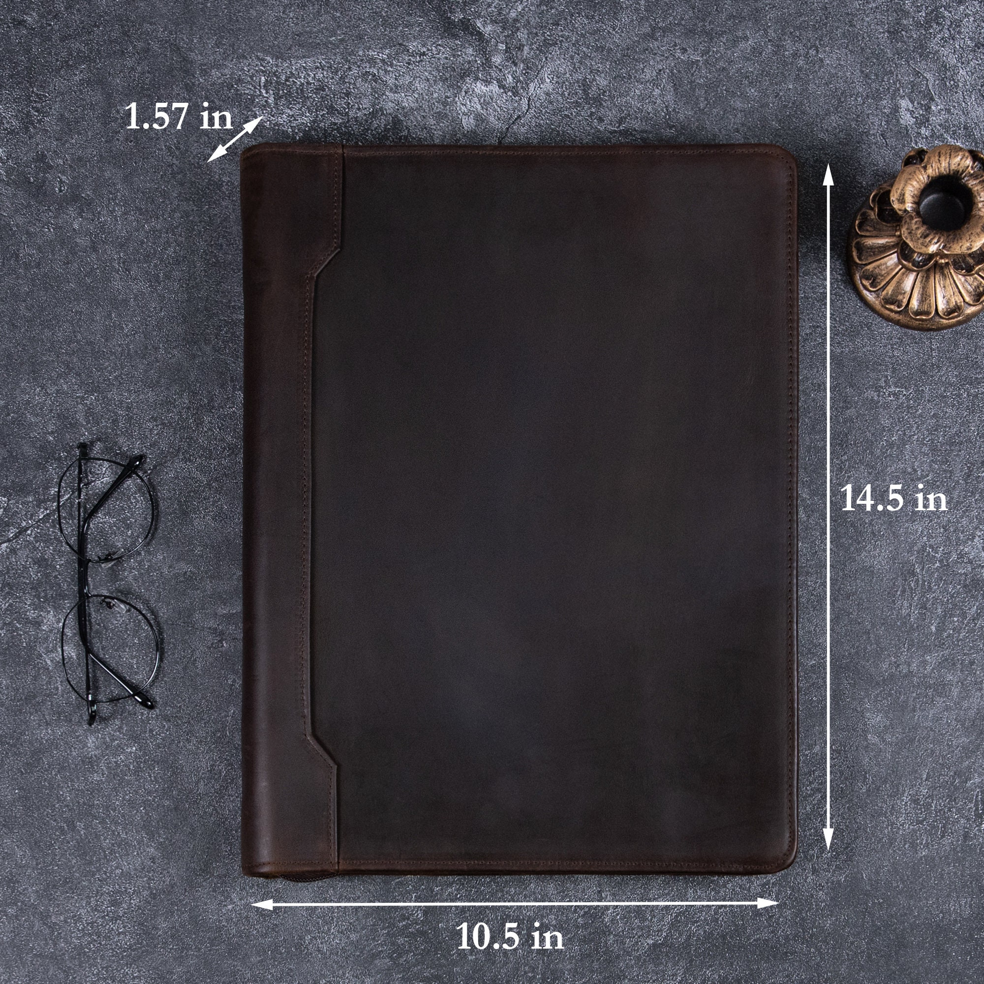 Personalized Name/logo Genuine Leather Portfolio With 3-ring Binder,a4 ...