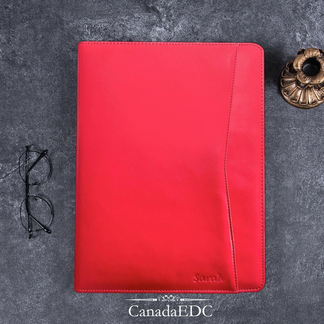 Personalized Christmas Red Vegan Leather Portfolio, A4 Custom Padfolio ...