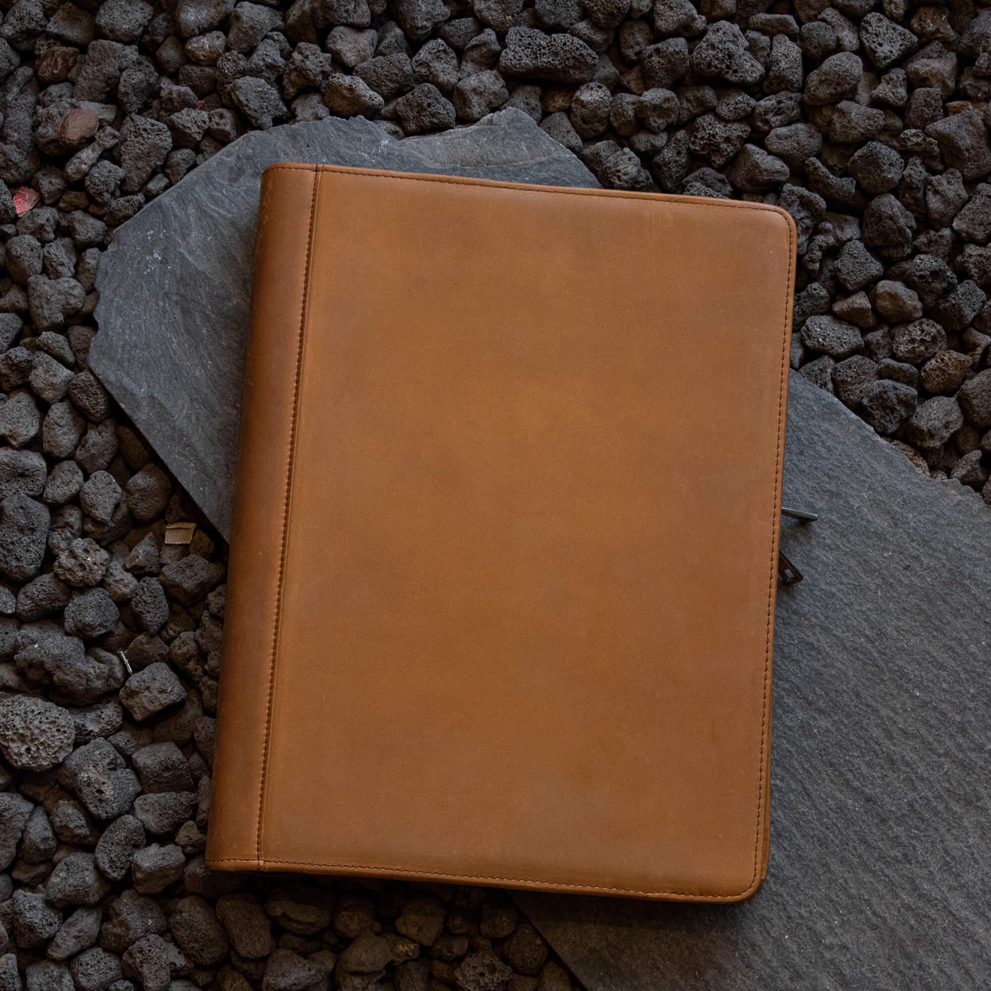 Personalized Top Layer Leather Portfolio for Men, A4 Notepad Holder ...