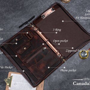 3-ring Personalized Genuine Leather Portfolio Binder, Legal Pad Size ...