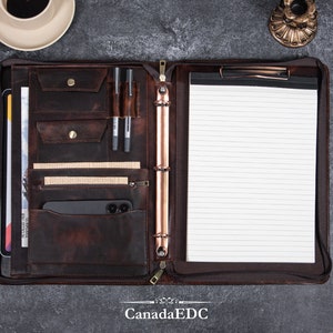 3-ring Personalized Genuine Leather Portfolio Binder, Legal Pad Size ...