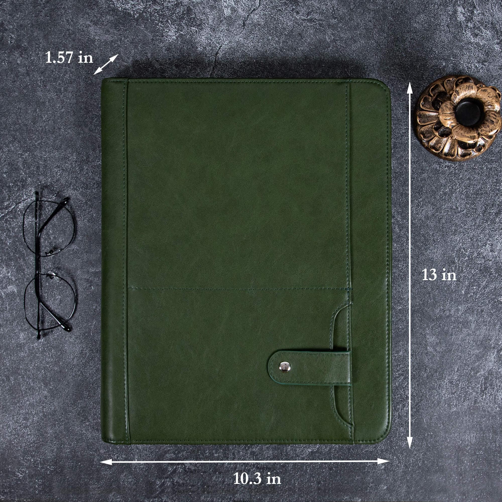 Personalized Name Logo Vegan Leather Portfolio, Green's Padfolio for ...
