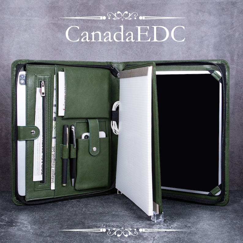 Personalized Name Logo Vegan Leather Portfolio, Green's Padfolio for ...