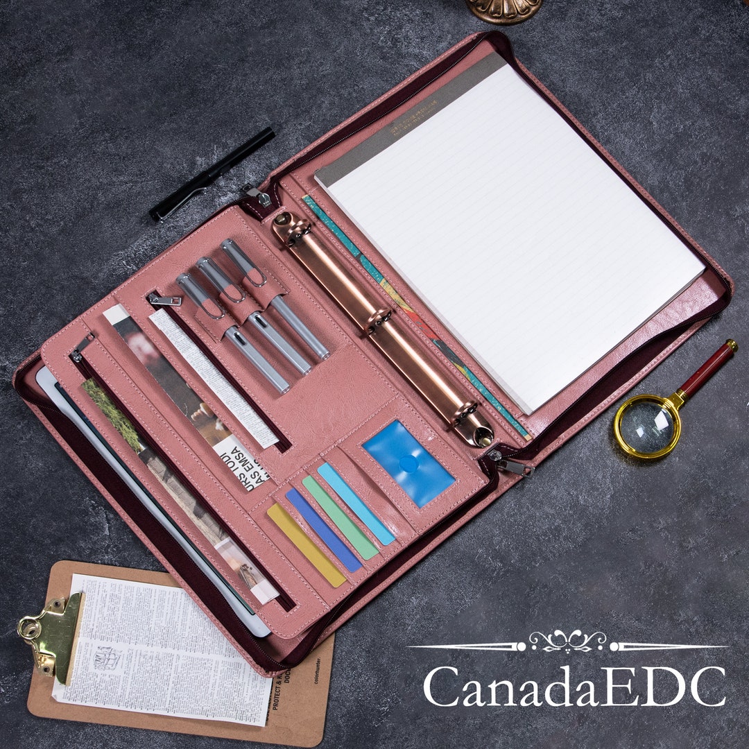 Embossed Pink Vegan Leather Portfolio for Her, Personalized Padfolio ...