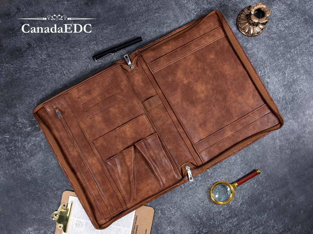 Personalized Vintage Leather Portfolio, 14” Monogrammed Name Briefcase ...