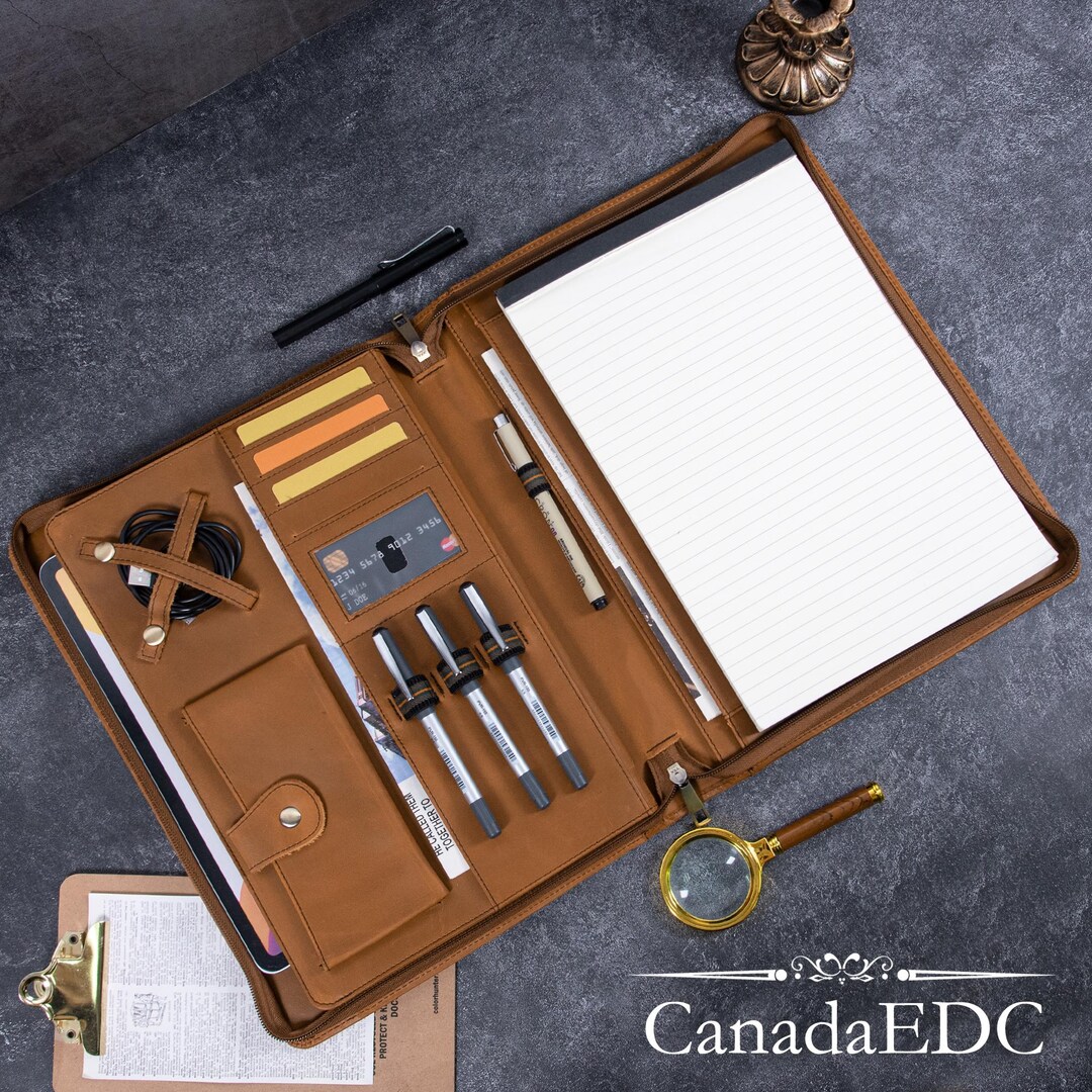 Personalized Brown Crazy Horse Leather Portfolio,a4 Genuine Leather ...