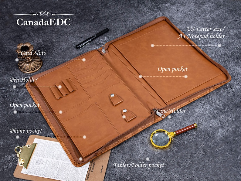 Luxury Embossed Pu Leather Portfolio for Women, A4 Flower Printing ...