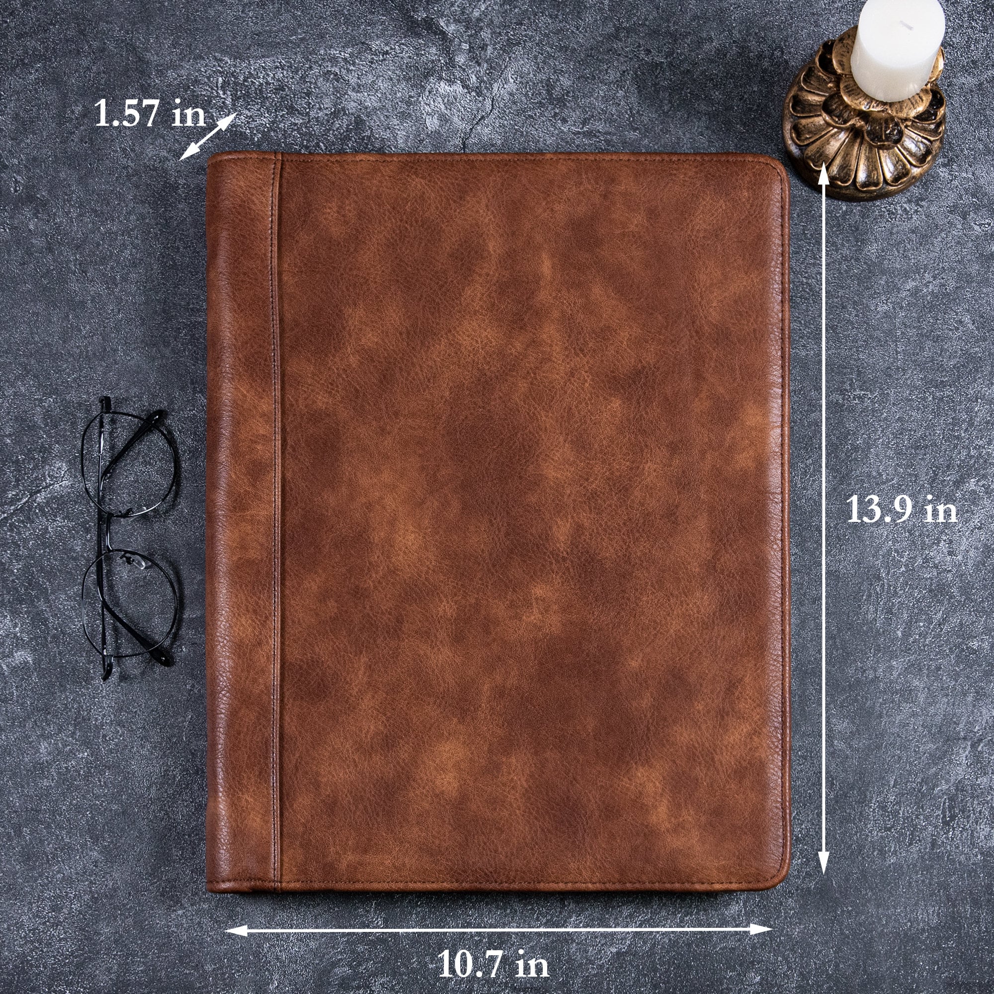 Personalized Leather Portfolio for Men, A4 Vintage PU Leather Padfolio ...