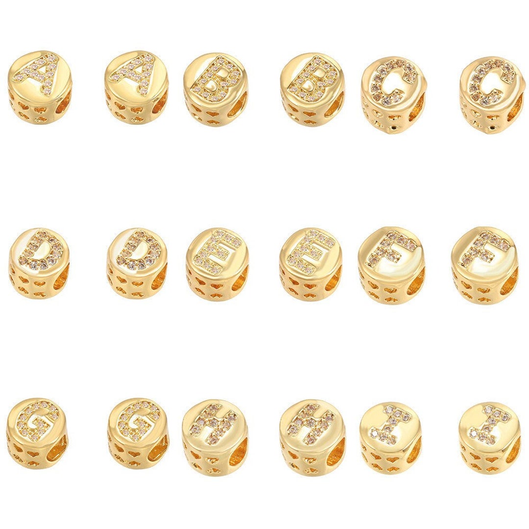 Gold Initial Letter Beads, Alphabet Beads, Initial Beads, Alphabet ...