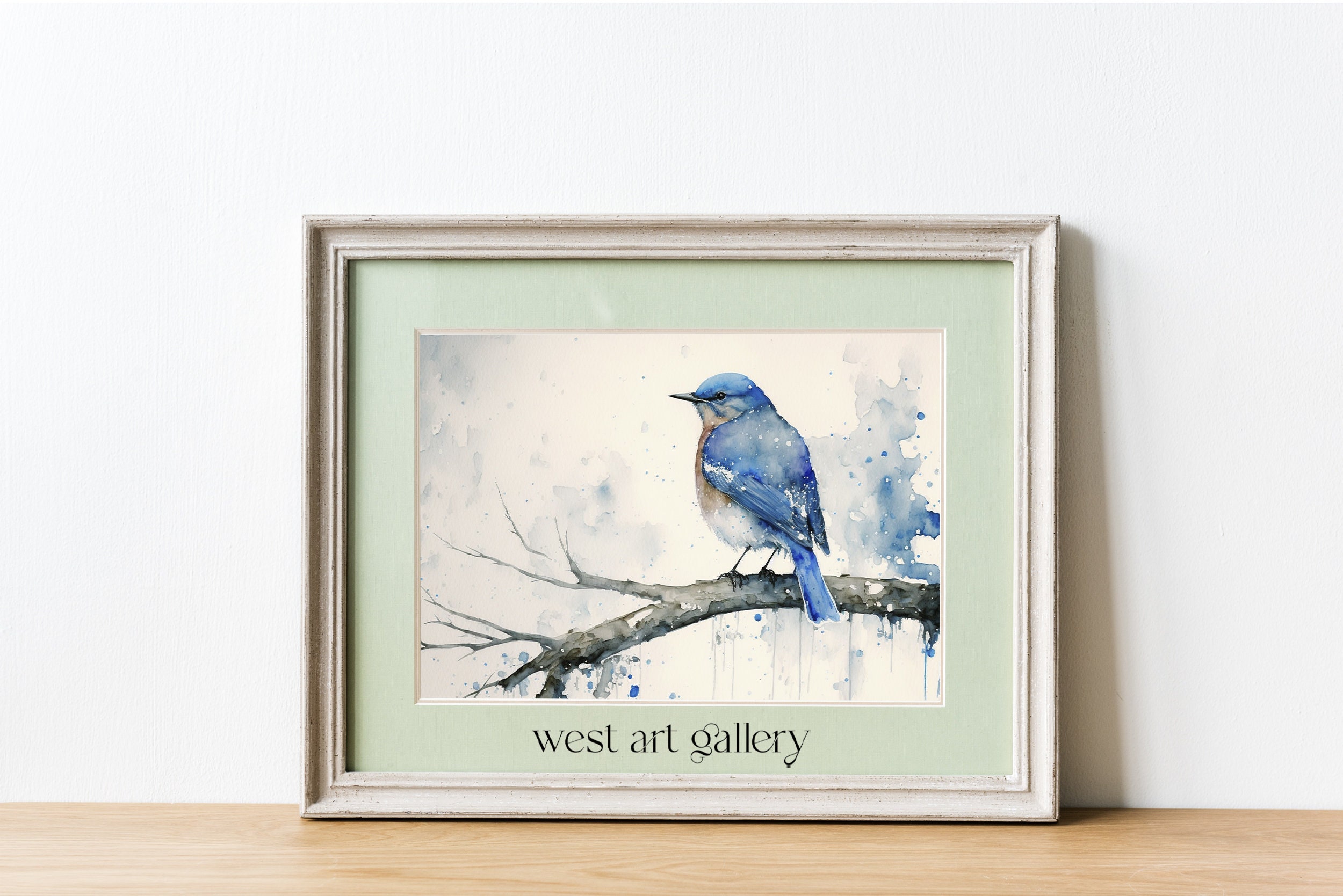 Bluebird Watercolor Painting, Bluebird Print, Digital Download, Blue ...