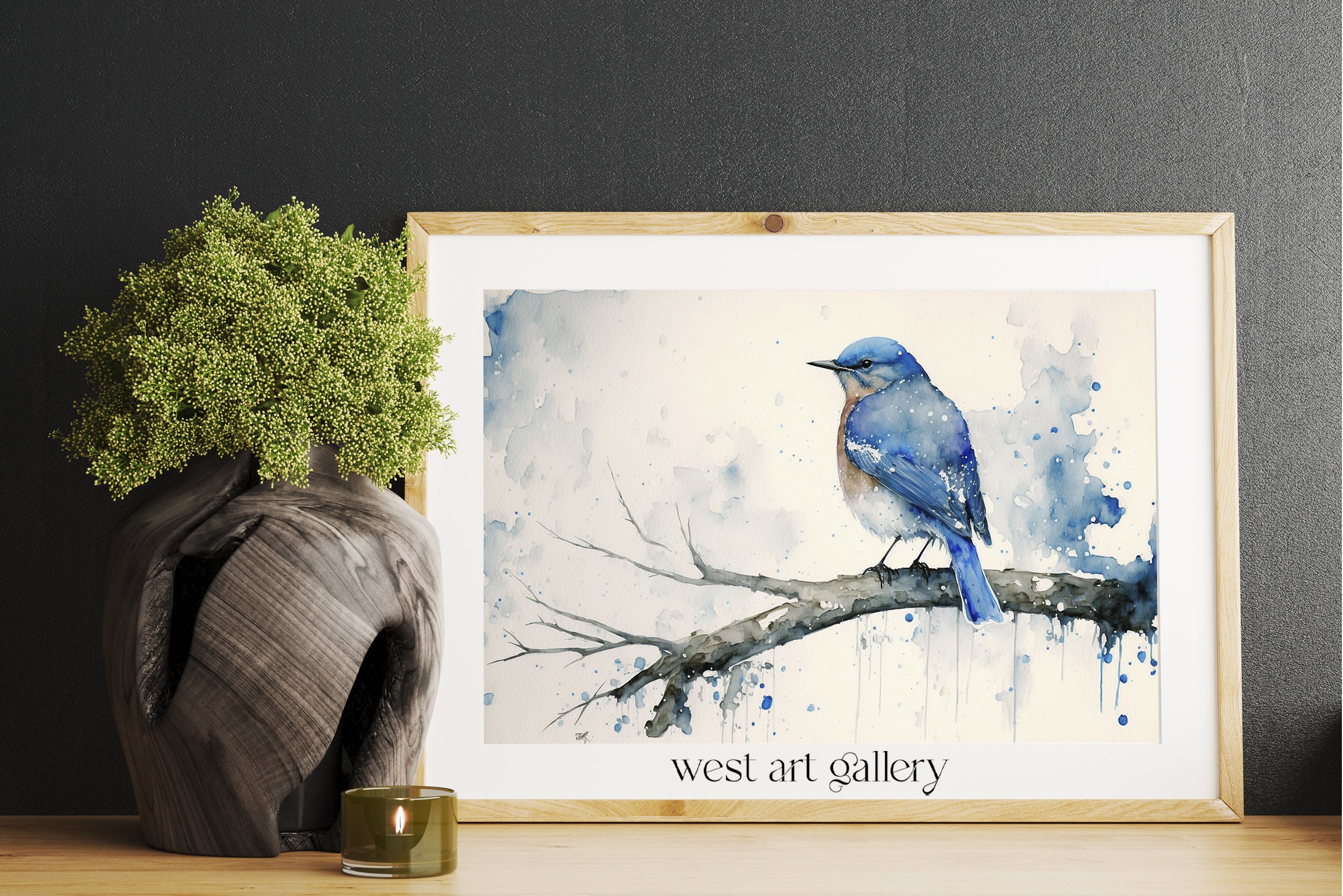 Bluebird Watercolor Painting, Bluebird Print, Digital Download, Blue ...