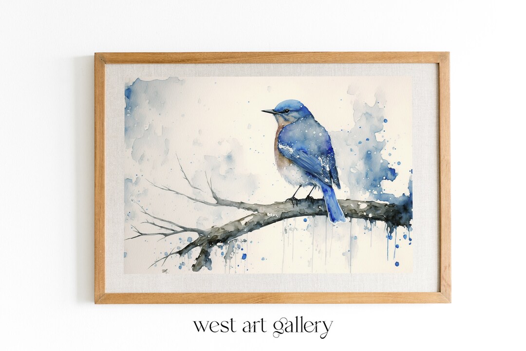 Bluebird Watercolor Painting, Bluebird Print, Digital Download, Blue ...