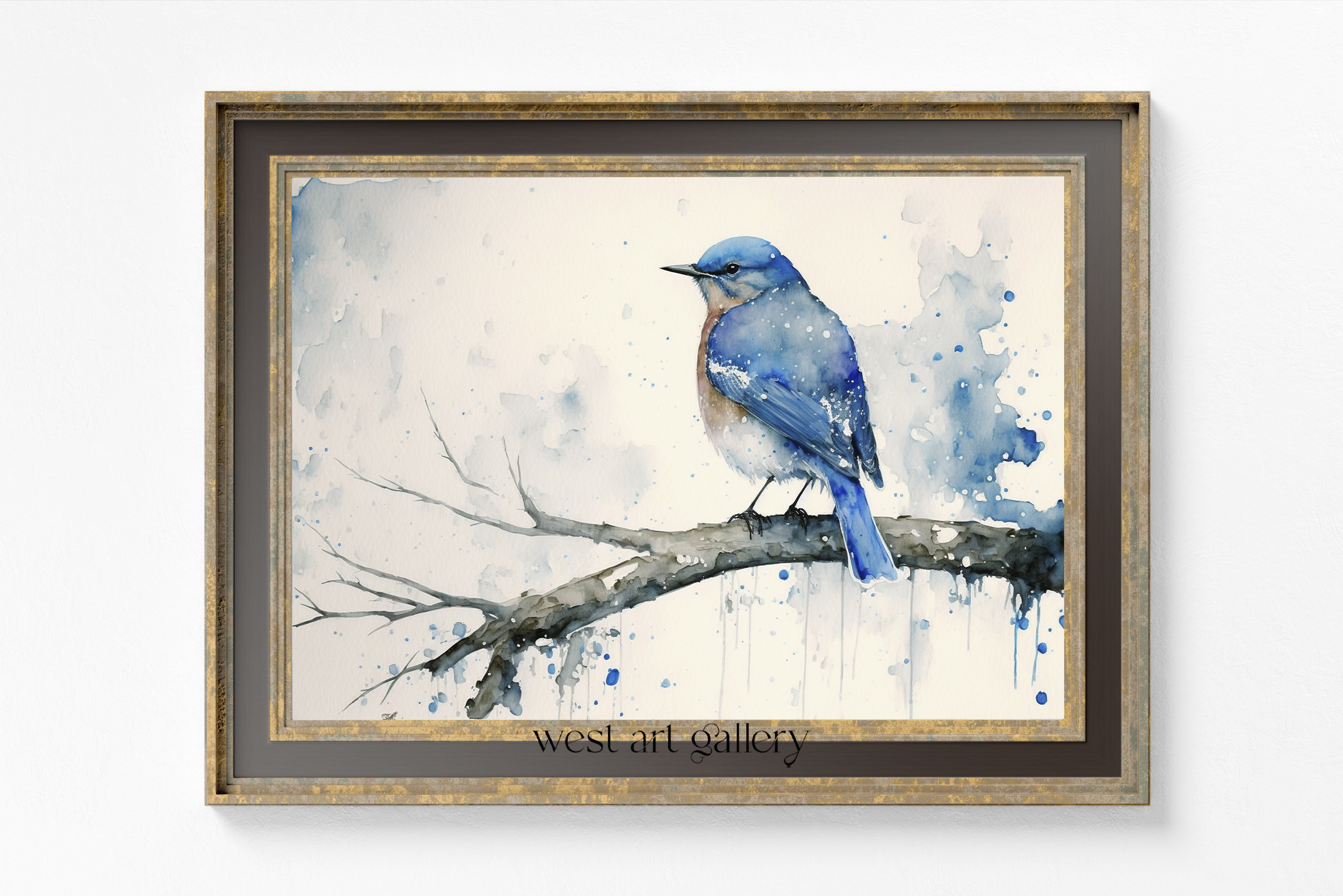 Bluebird Watercolor Painting, Bluebird Print, Digital Download, Blue ...