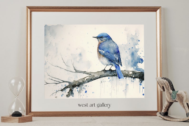 Bluebird Watercolor Painting, Bluebird Print, Digital Download, Blue ...