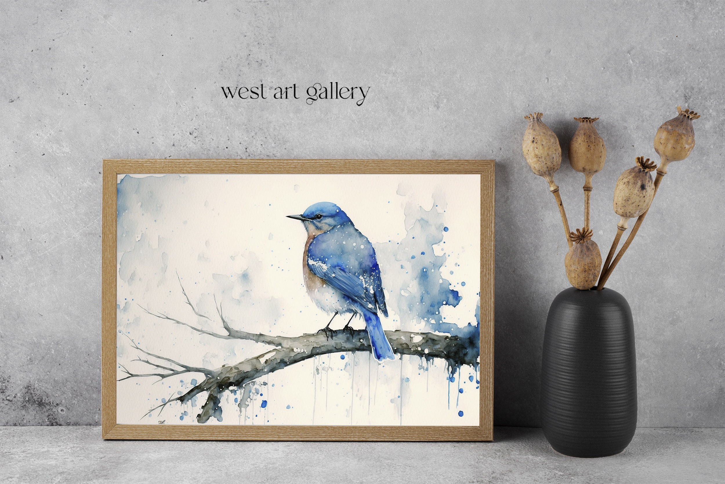 Bluebird Watercolor Painting, Bluebird Print, Digital Download, Blue ...