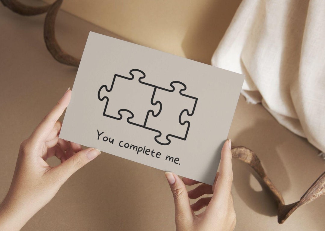 You Complete Me Card: Puzzle Piece Anniversary Card (PNG, PDF) - Etsy
