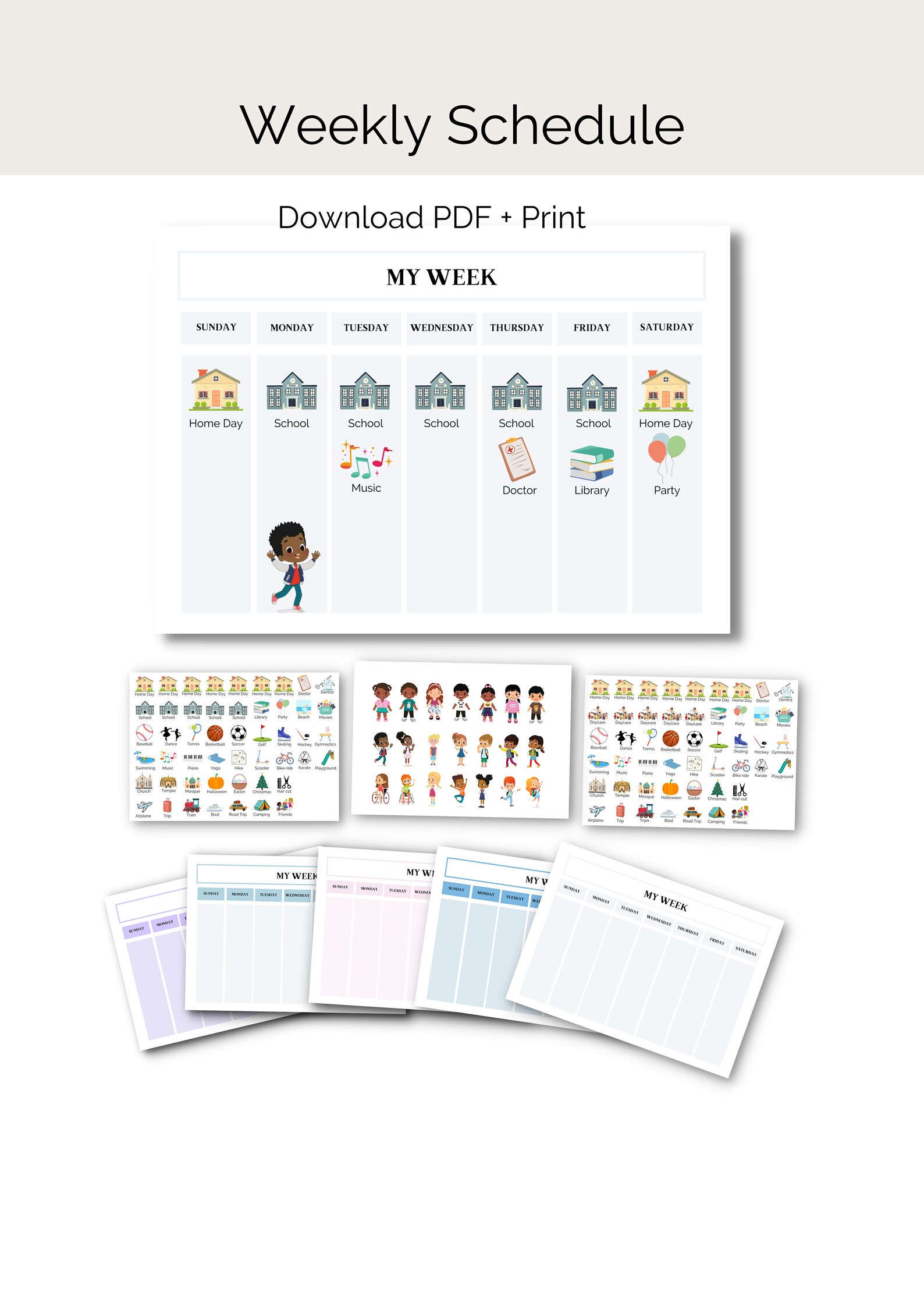 Montessori Morning Board, Weekly Schedule Childrens Visual, Kids ...