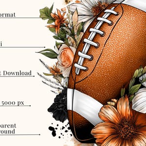 Fall Football Clipart PNG Rustic Autumn Florals Cozy Game Day ...
