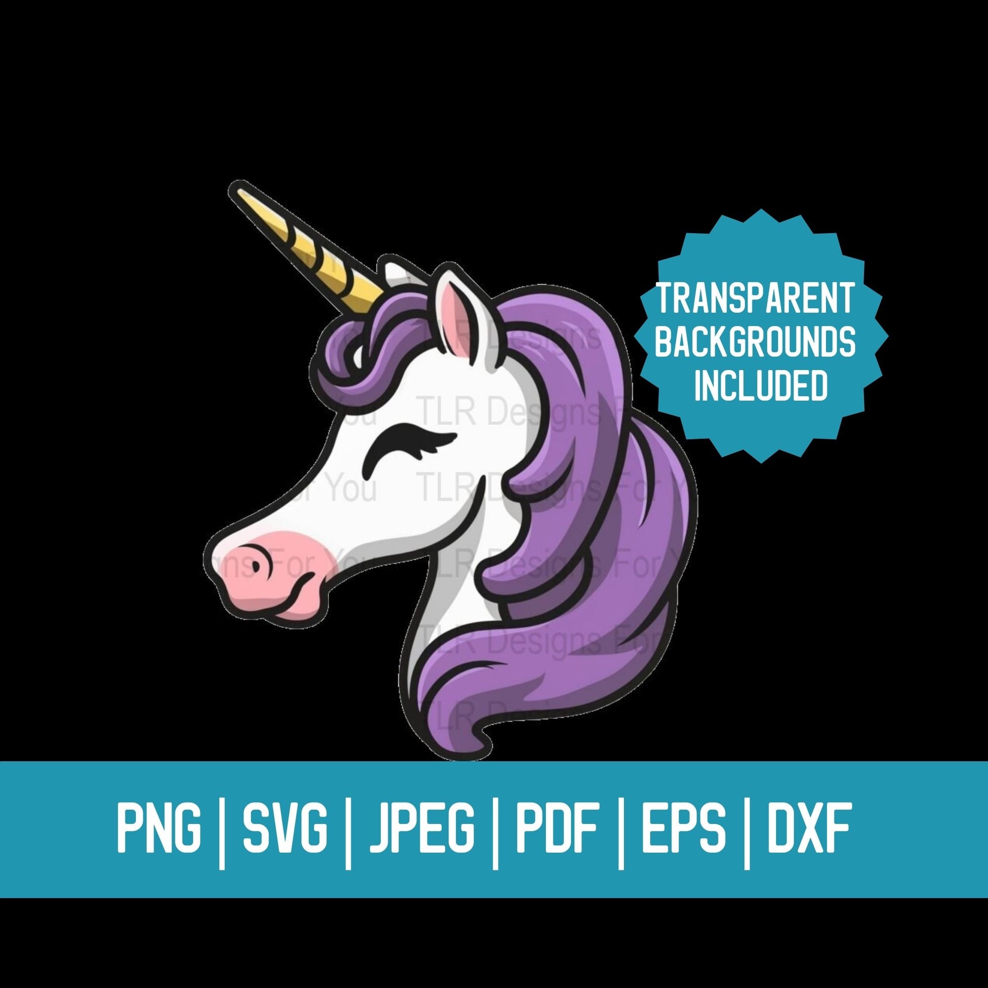 Printable Unicorn Clipart, Cute Unicorn Face Digital Download, Kids ...