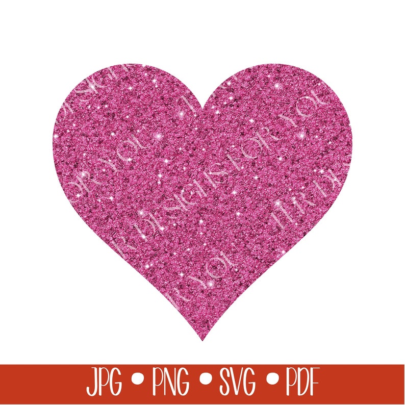 Pink Glitter Heart Svg, Jpg, Jpeg, Png, Pdf, Valentine's Day Glitter ...