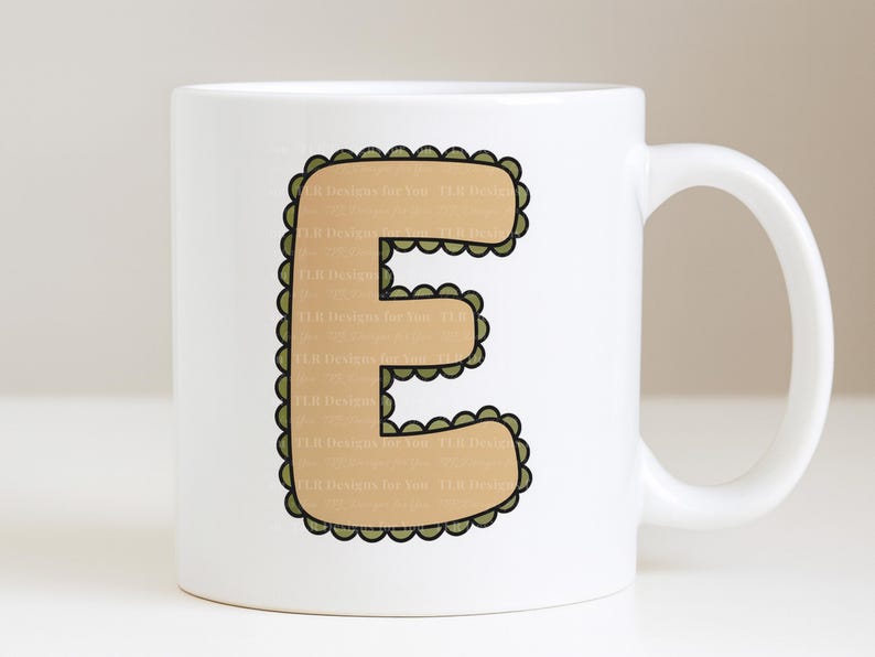 Cozy Scallop Edged Doodle Alphabet PNG Set A-Z 0-9 | Neutral Gold and ...