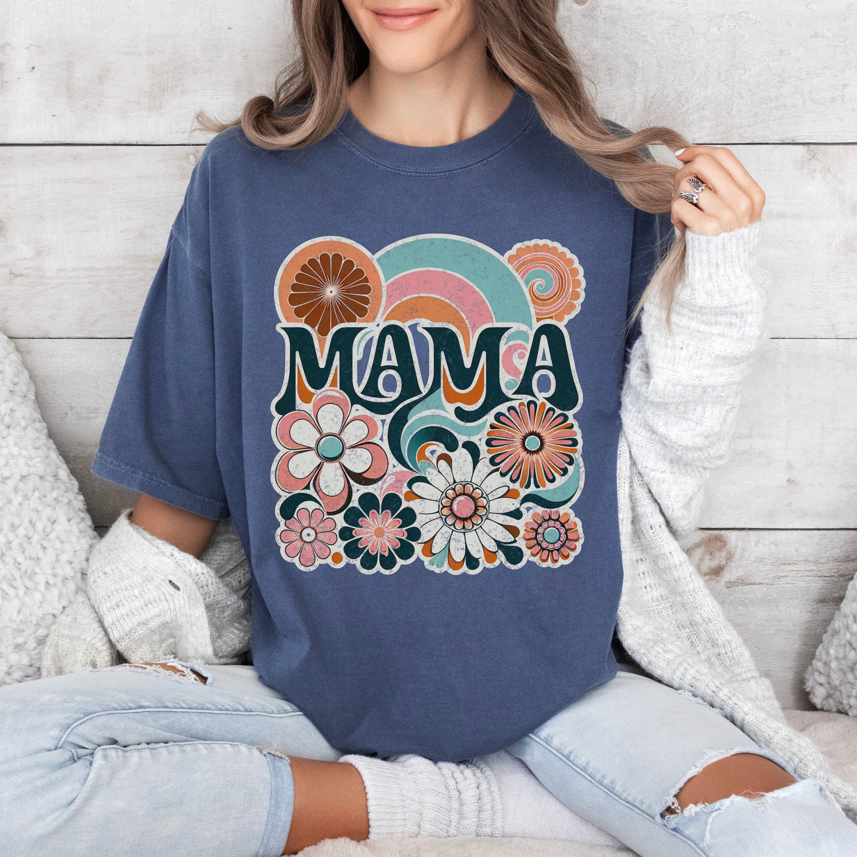 Retro Mama PNG Clipart Bundle for Mother's Day Gifts, Sunshine, Flowers ...