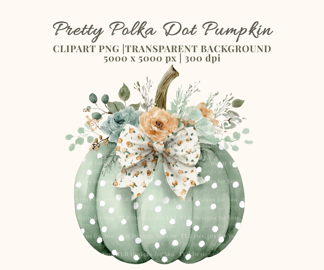 Rustic Pumpkin Clipart With Floral Bow Fall Autumn Watercolor Sage ...