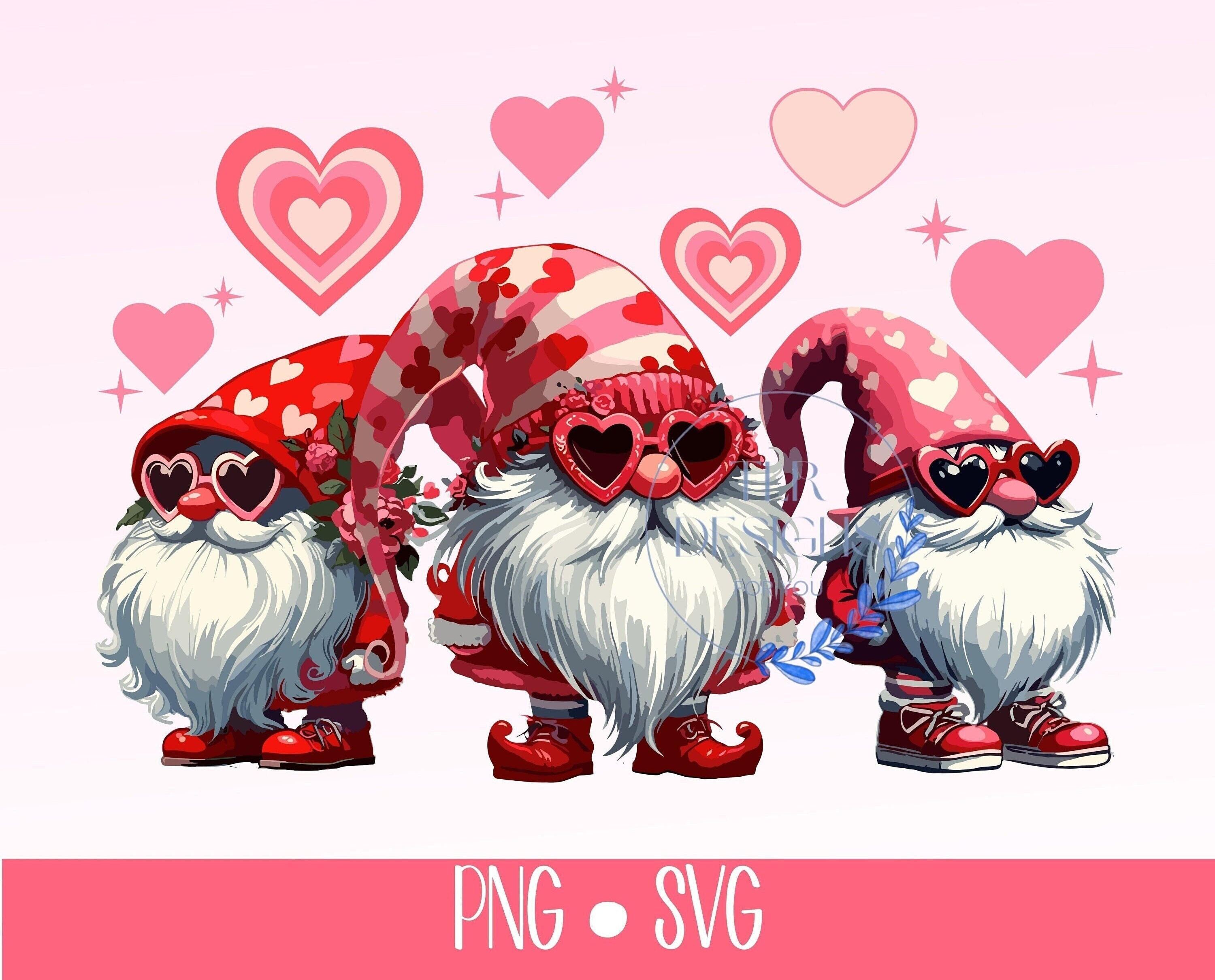 Valentine Gnome PNG Groovy Gnome Valentine Hearts SVG Retro Valentine ...