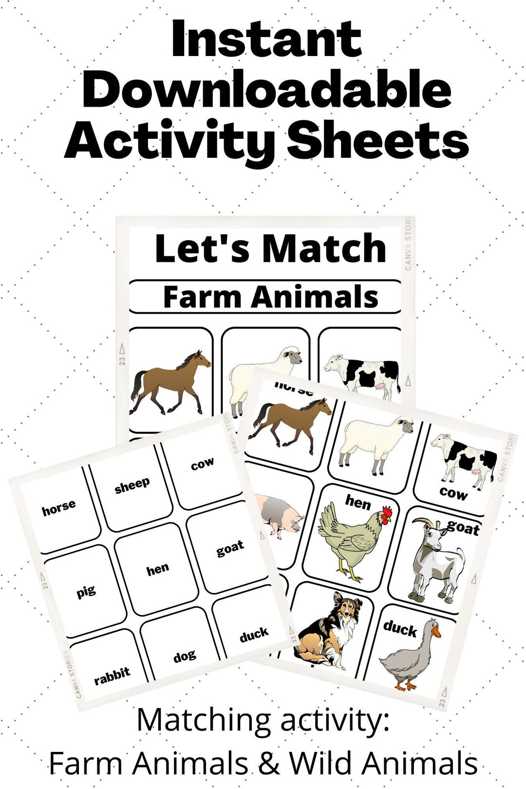 Let's Match - Animals | Sight Words | Activities for Stay at Home ...