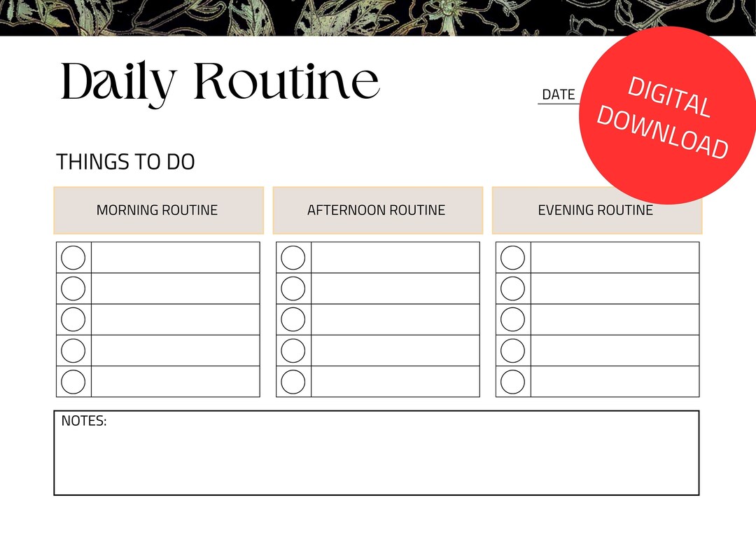 Daily Routine Log, to Do List, Get Thing Done - Etsy