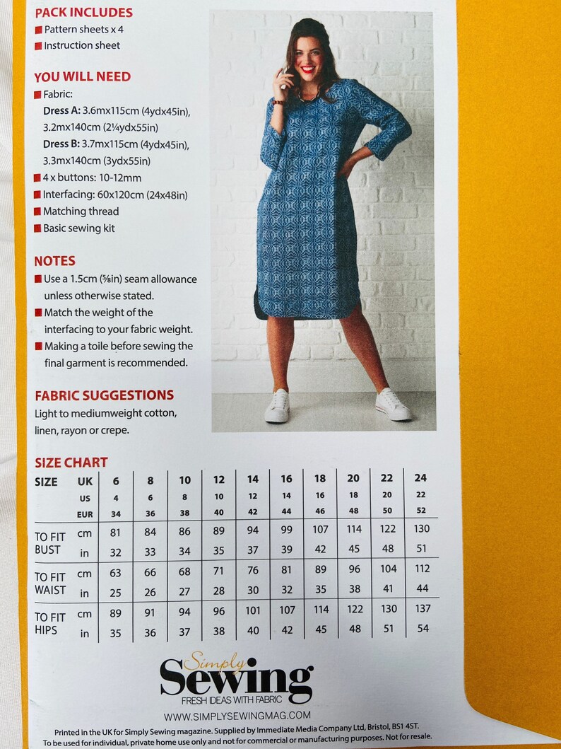 Simply Sewing Autumn Dress Pattern UNCUT Size 6-24 Long - Etsy UK