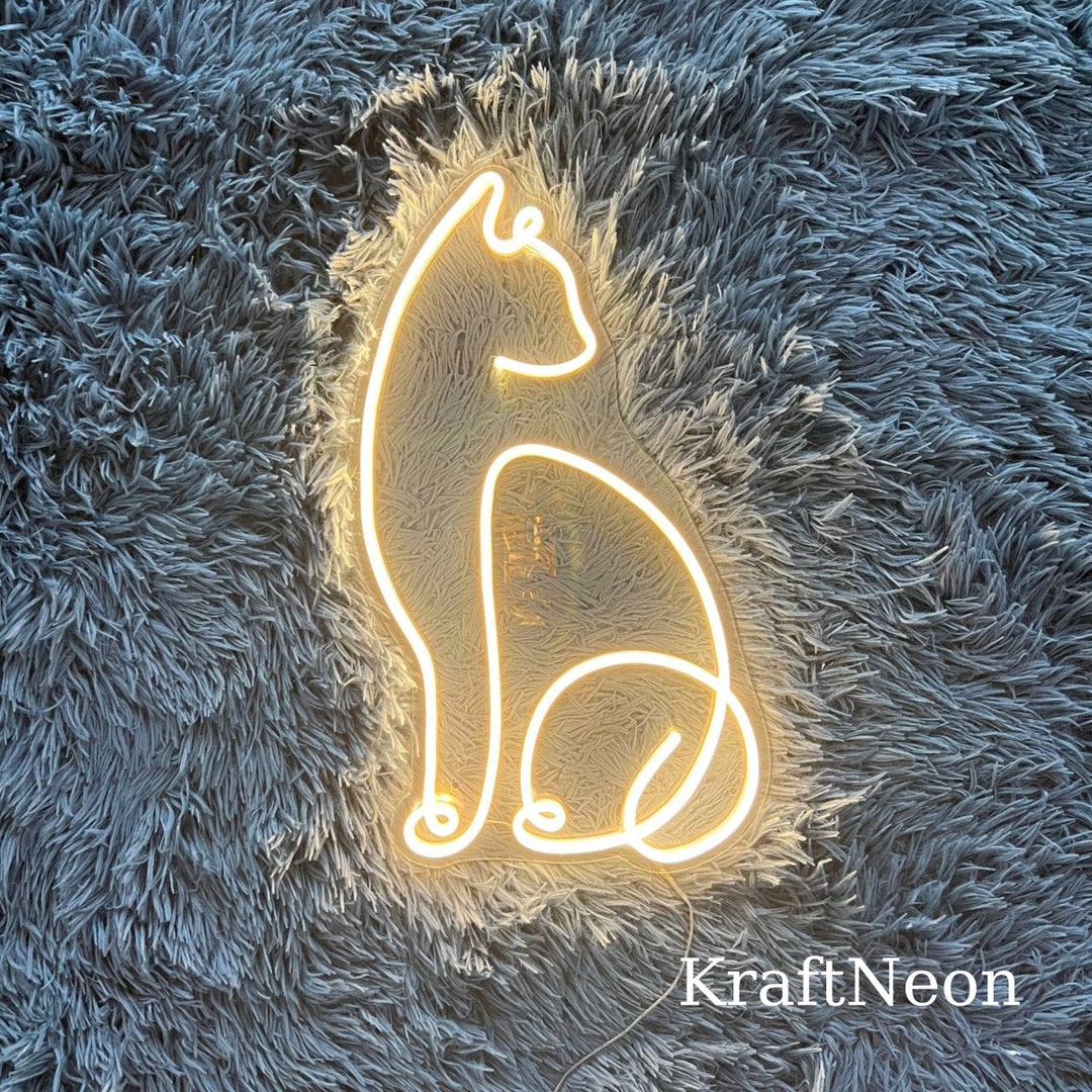 Cat Sitting Pose Line Art Neon Sign Cute Cat LED Light Cat - Etsy