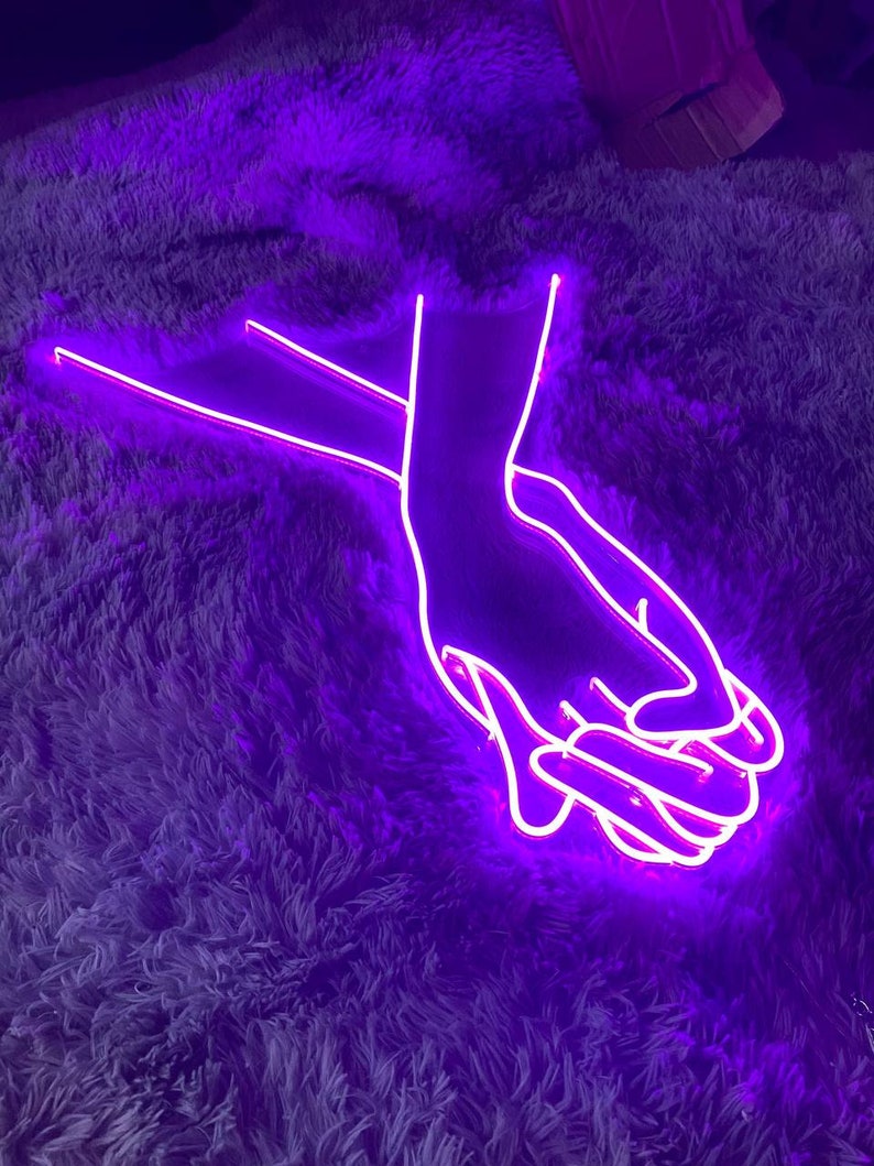 Hand In Hand Neon Sign Couple Hand Line Art Led Sign Custom Etsy