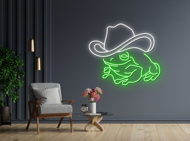 Cute Chibi Frog Cowboy Hat Neon Sign Chibi Frog Cowboy LED - Etsy