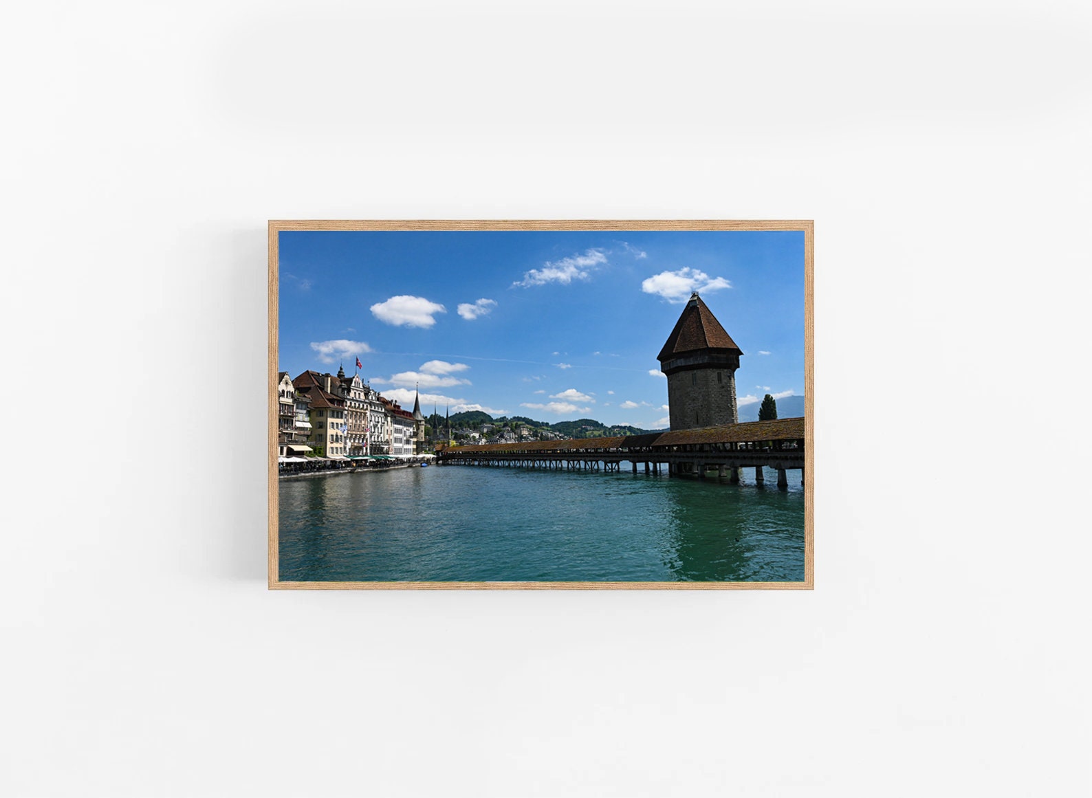 Switzerland Art Print, Lucerne Street Scene, Chapel Bridge ...
