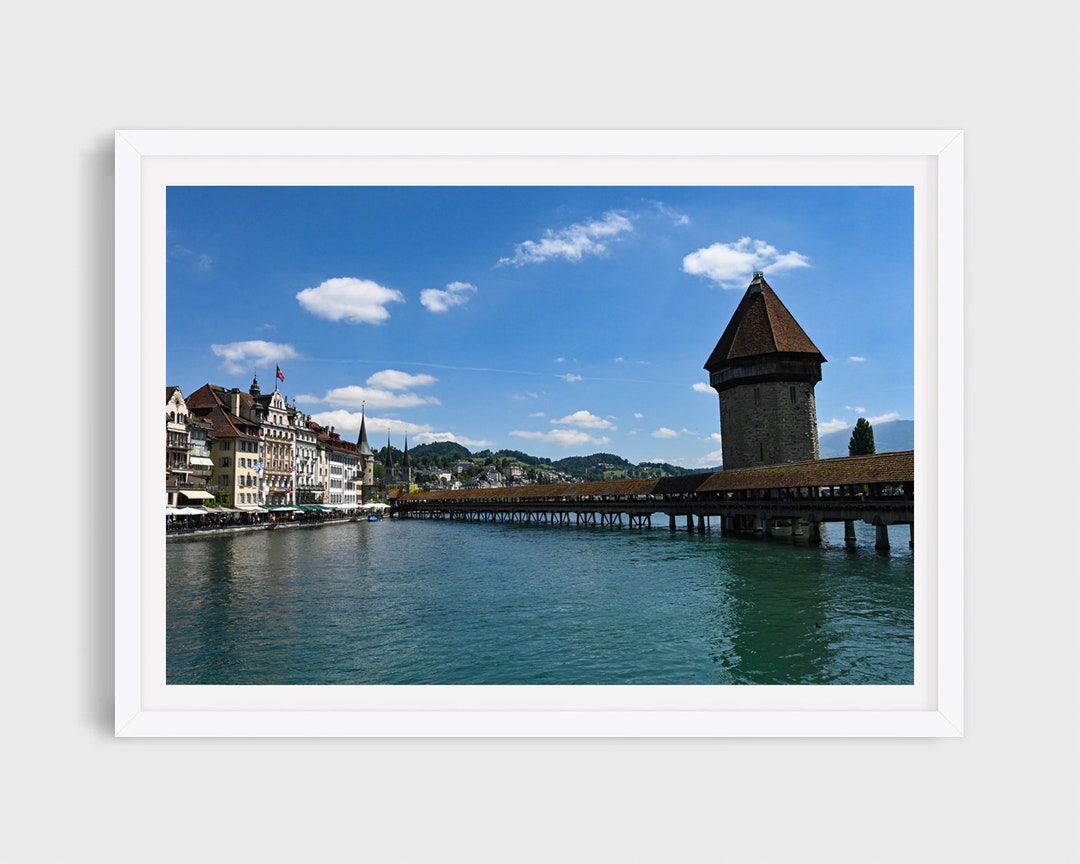Switzerland Art Print, Lucerne Street Scene, Chapel Bridge ...