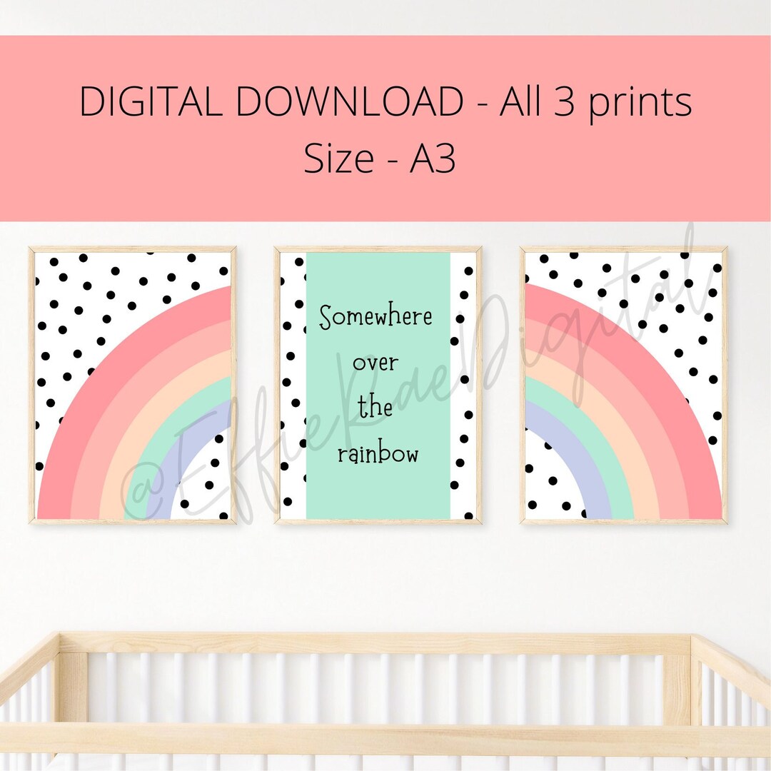 Set of 3 Somewhere Over the Rainbow Digital Prints, Nursery Decor - Etsy