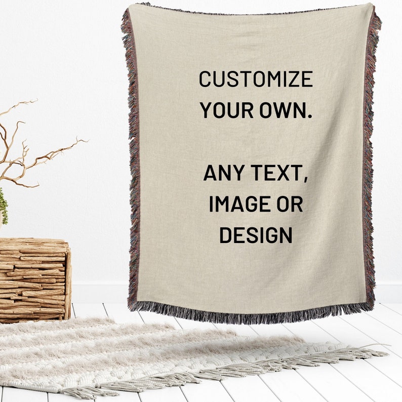 Soft Cotton Woven Custom Blanket Personalized Photo Throw Gift Wedding ...