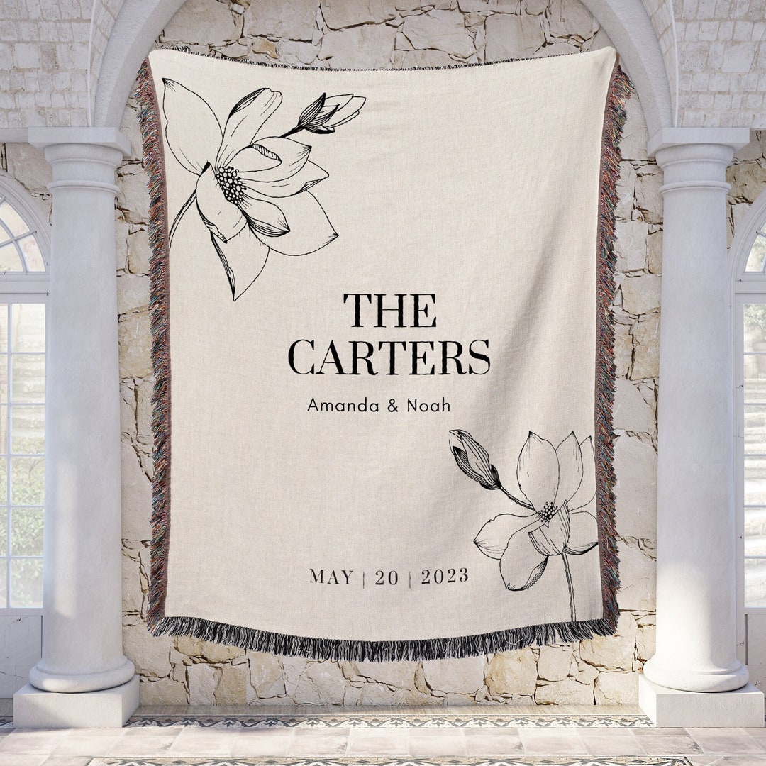Personalized Wedding Gift | Last Name Blanket | Monogram | Family Name ...