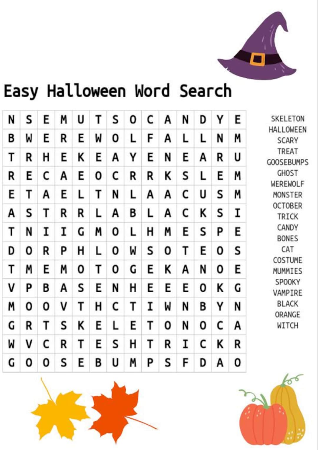 Easy Halloween Word Search and Crossword BUNDLE WITH Answer Key - Etsy