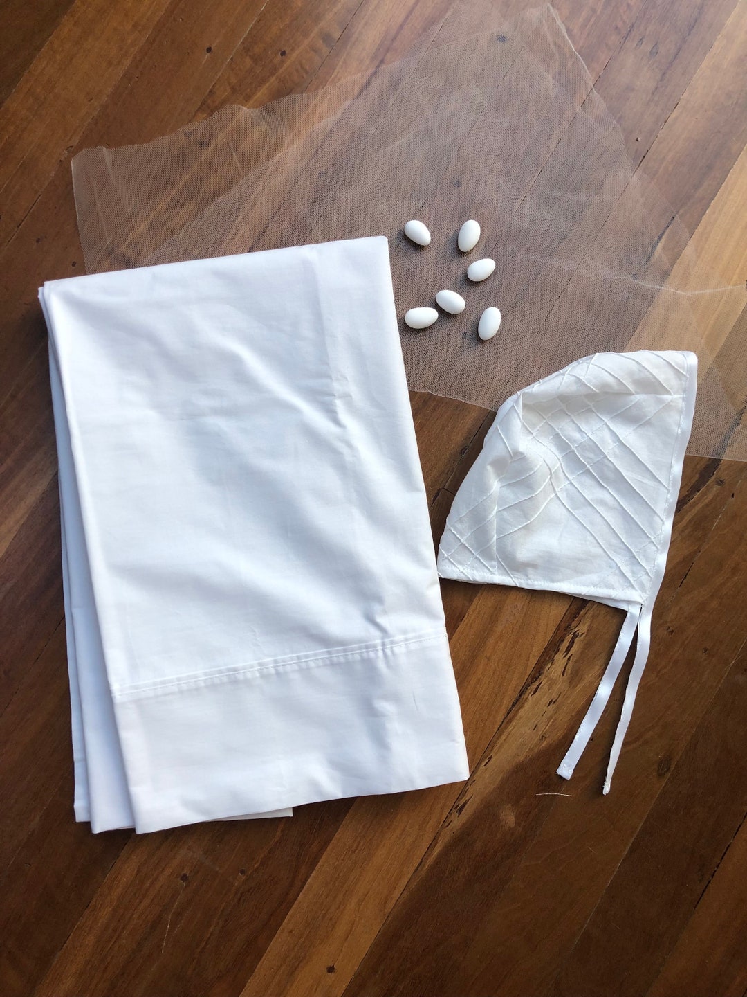 OIL SHEET and CAP Set Orthodox Baptism Christening Bonnet White ...