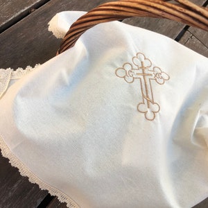 Orthodox Cross Embroidered Cream Natural Crochet Large Cloth / Pascha ...