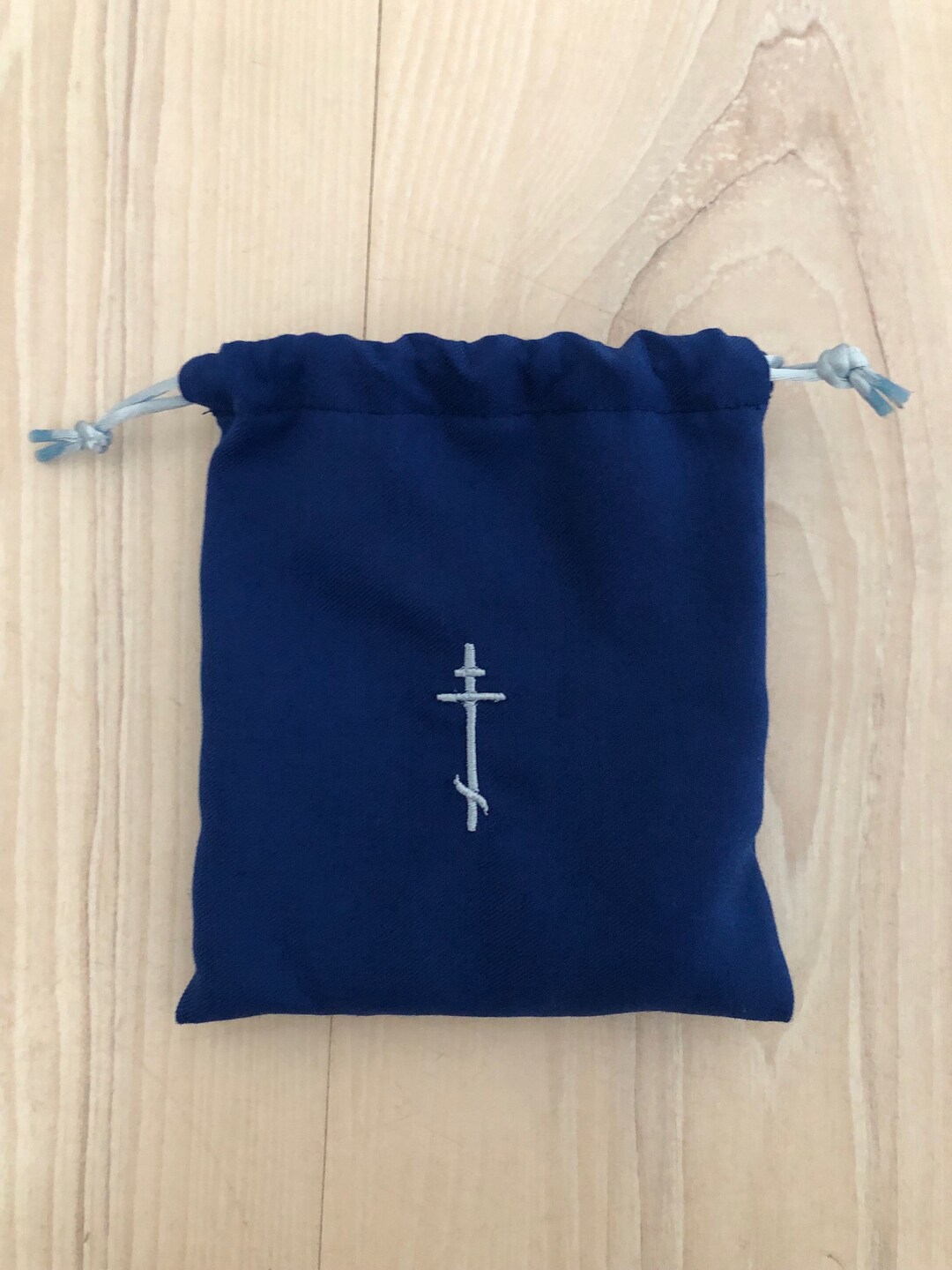 Handmade Embroidered Blue Orthodox Cross Drawstring Small Bag Antidoron ...