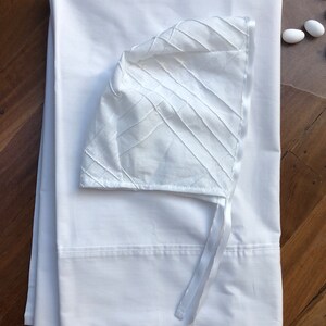 OIL SHEET and CAP Set Orthodox Baptism Christening Bonnet White ...