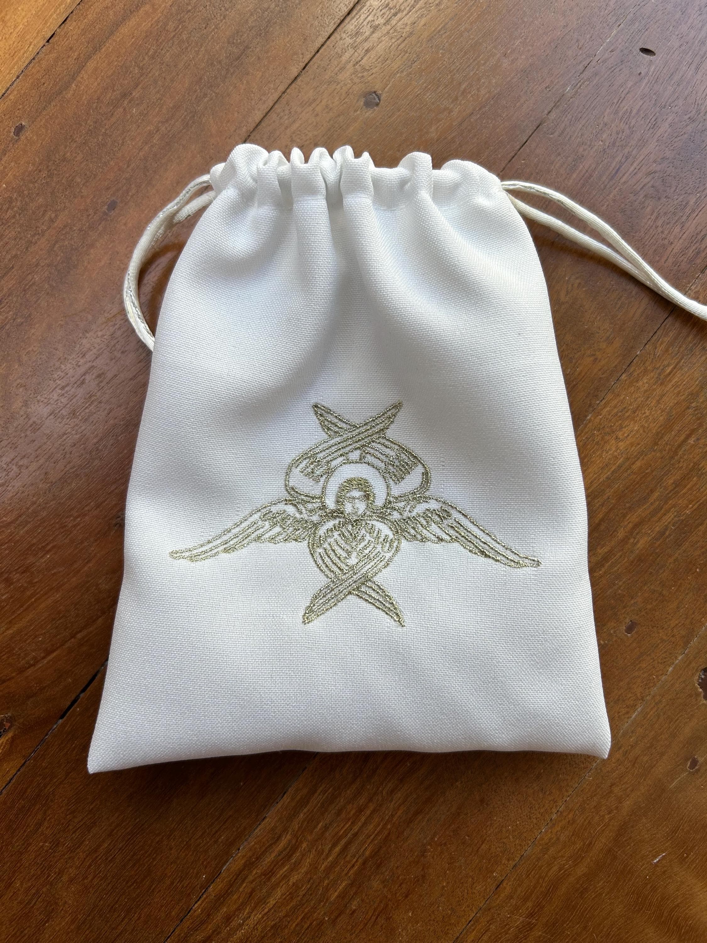 Handmade Embroidered Cherubim Angel Gold Seraphim Orthodox Bag White ...