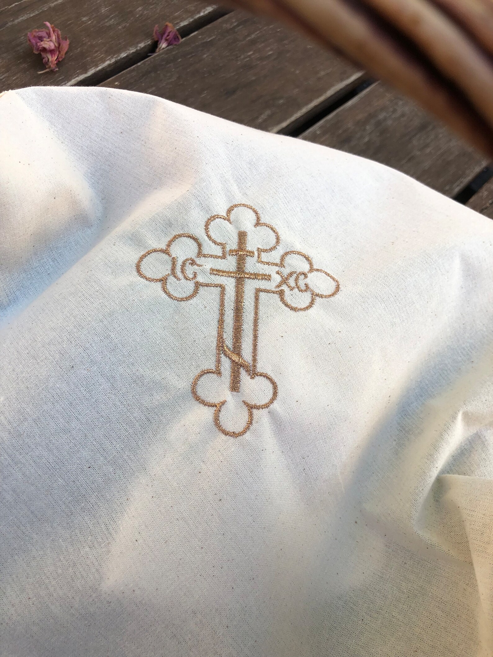 Orthodox Cross Embroidered Cream Natural Crochet Large Cloth / Pascha ...