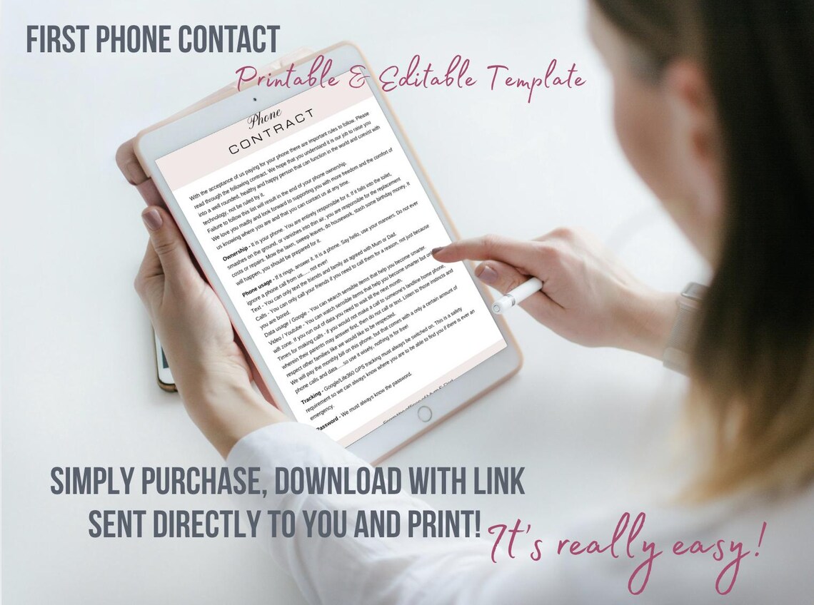 Kids Cell Phone Contract Template: Personalise and Edit First Phone ...