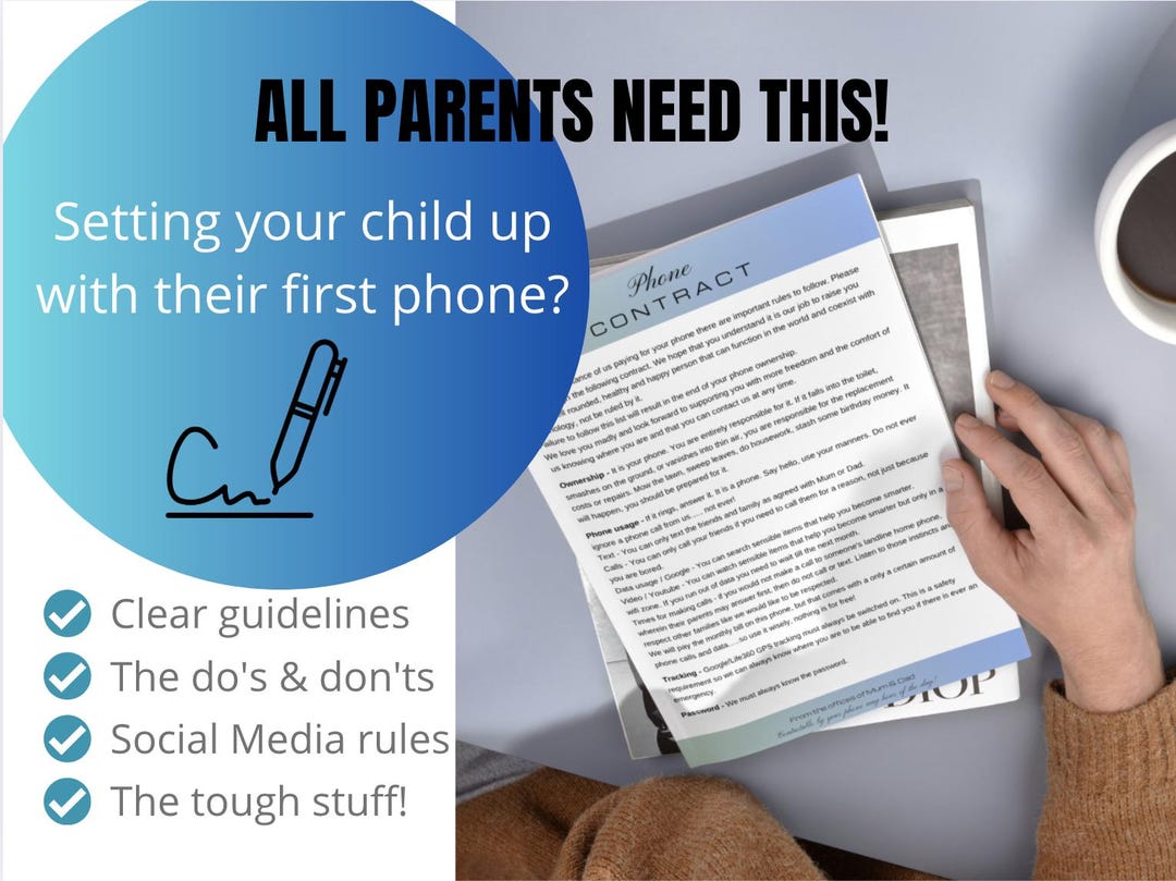 Editable Cell Phone Contract Template: Kids First Phone Agreement ...